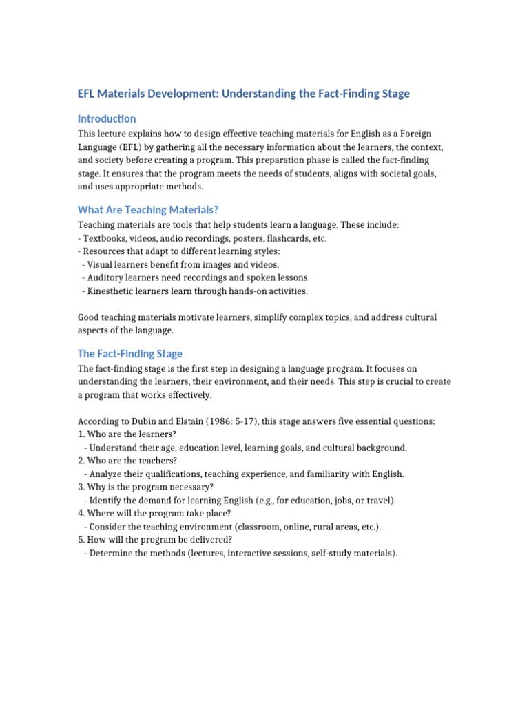 EFL_Materials_Development_Fact_Finding_Stage (1) | PDF