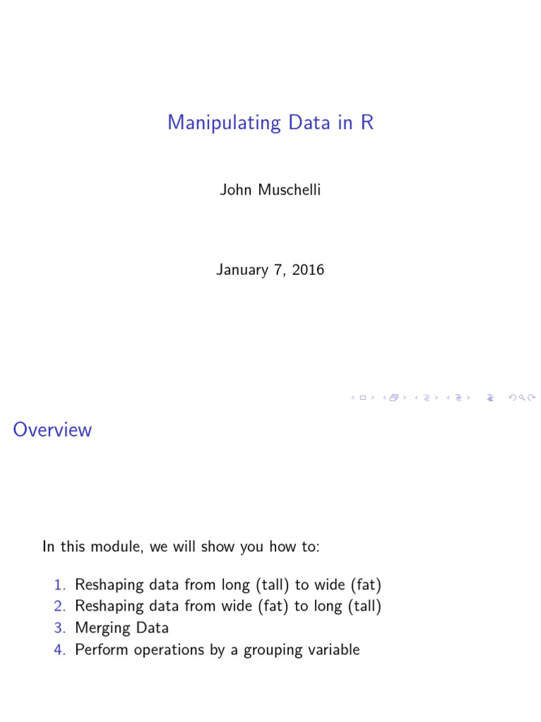 Manipulating Data in R | PDF | Data | Computer Programming Manipulating Data in R | PDF | Data | Computer Programming
