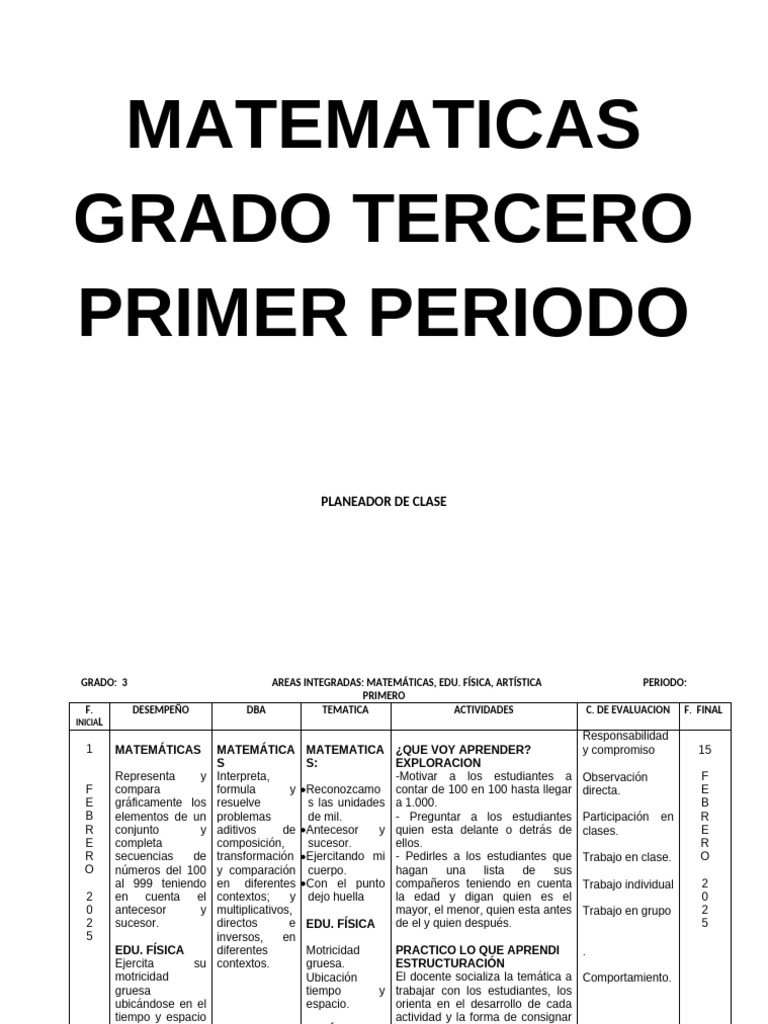 3ro - Matematicas | PDF | Matemáticas | Evaluación