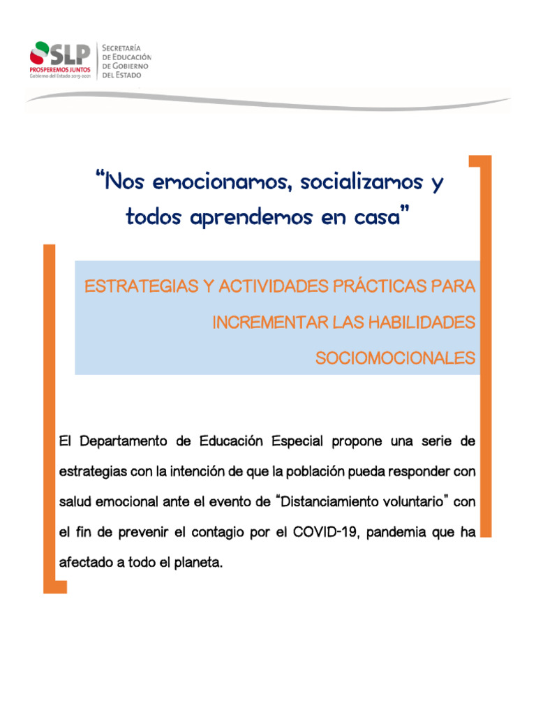 VX4Mg6lirg Actividades Socioemocionales DEEspecial Listo | PDF | Las ...