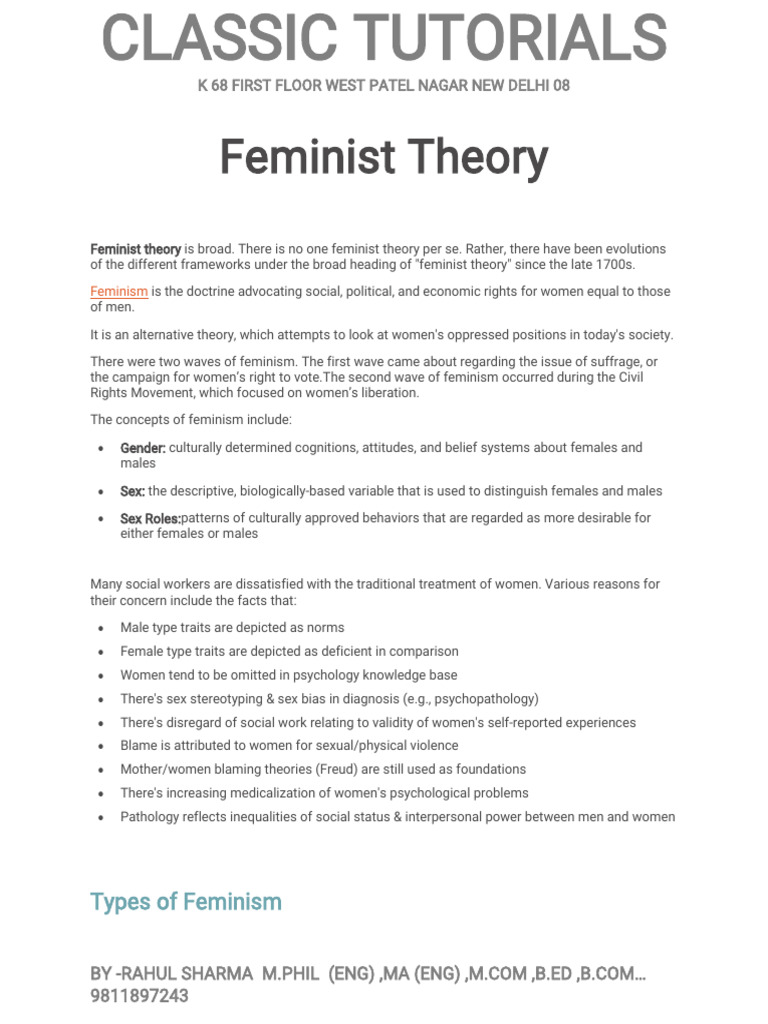 Feminist Theory(1) | PDF