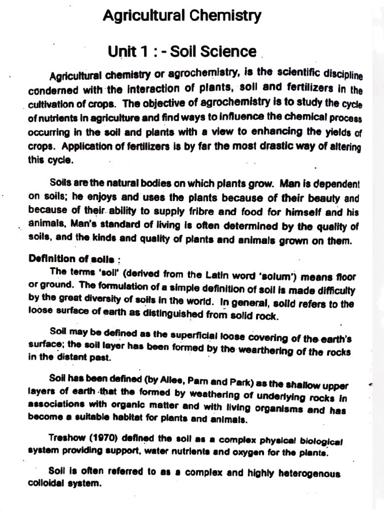 Agricultural Che. Unit - 1 | PDF