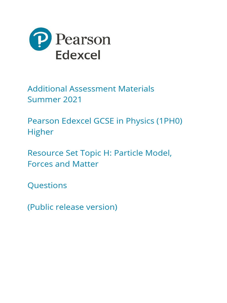 H. Particle Model, Forces and Matter (H) MA | PDF | Buoyancy ...