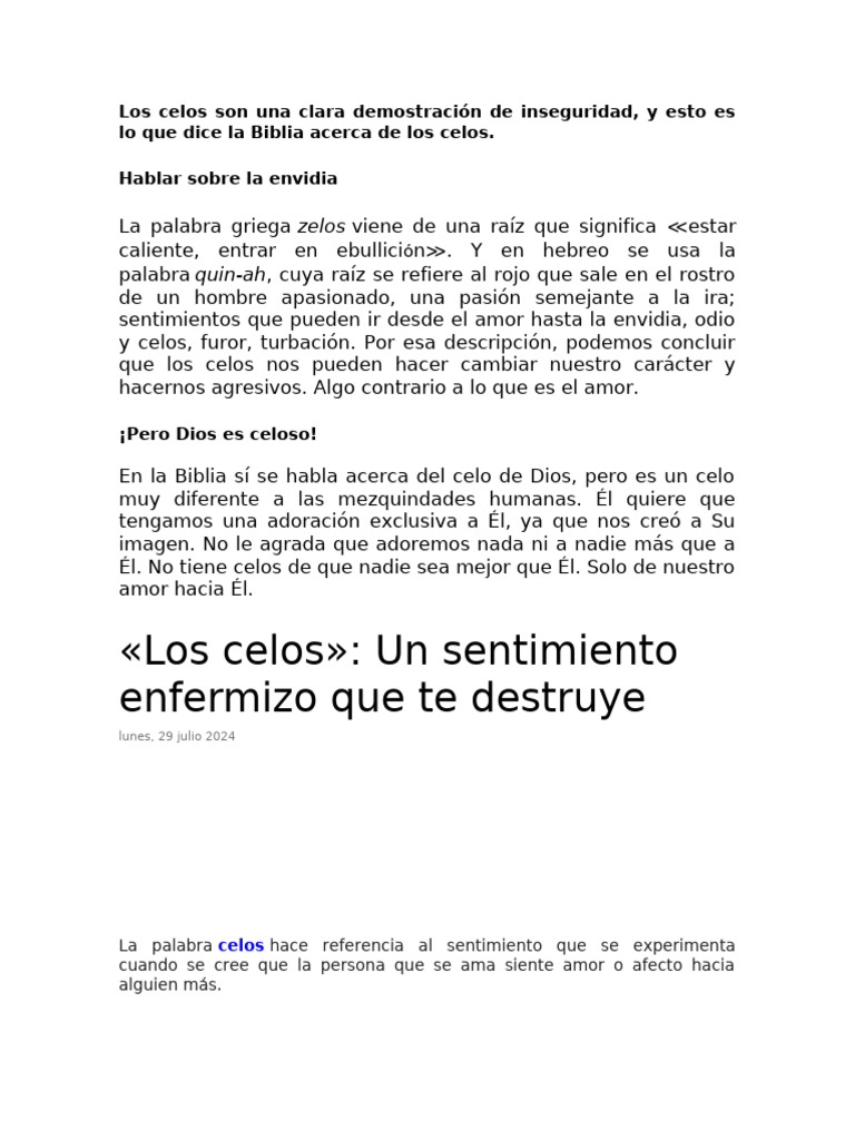 Los Celos | PDF | Amor | Autoestima