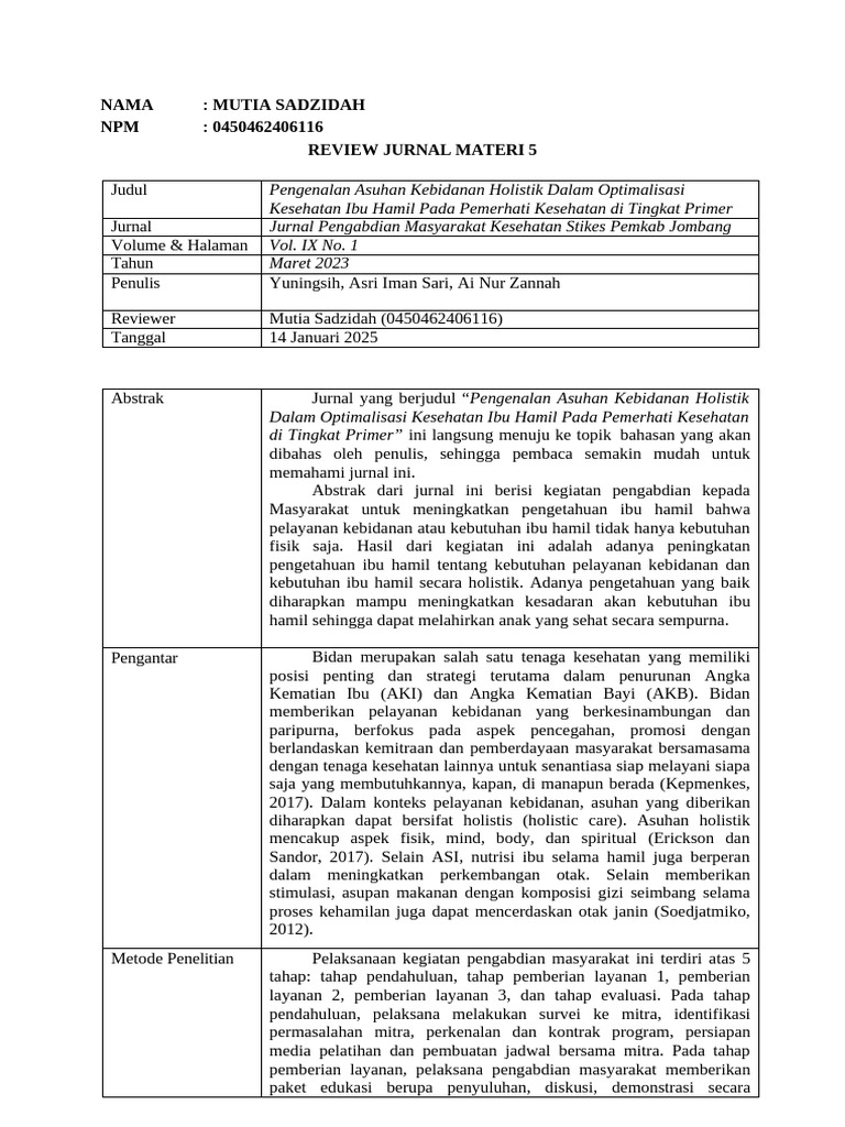 TUGAS REVIEW JURNAL MATERI 5 | PDF