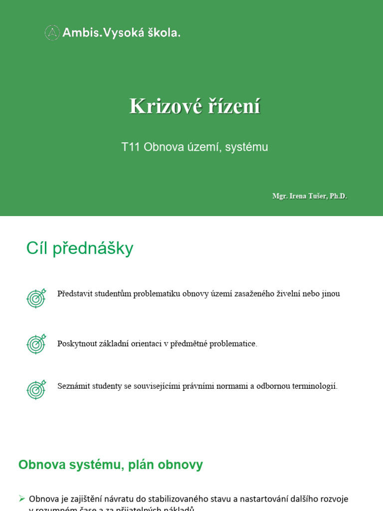 Prednaska T11 Obnova Uzemi | PDF