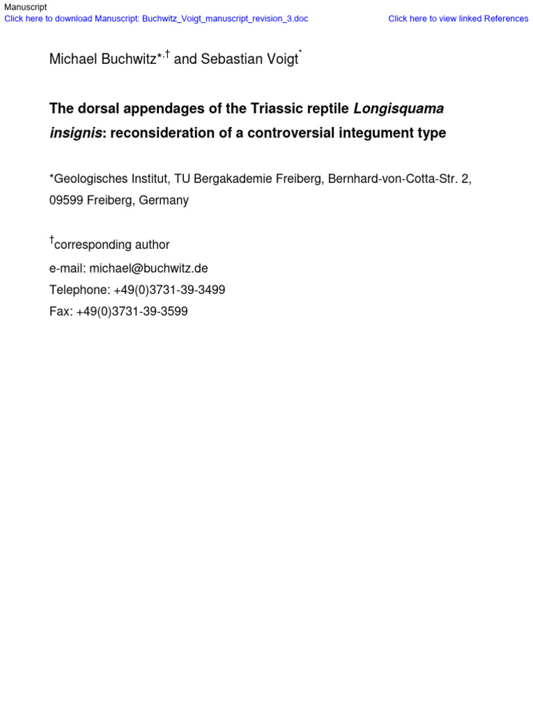 The Dorsal Appendages of The Triassic Reptile Longisquama | PDF | Anatomical Terms Of Location ...