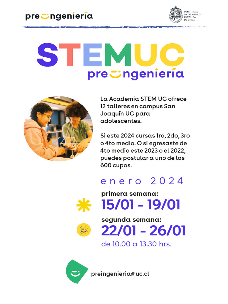 Talleres STEM 2024 en UC San Joaquín | PDF | Inteligencia artificial ...