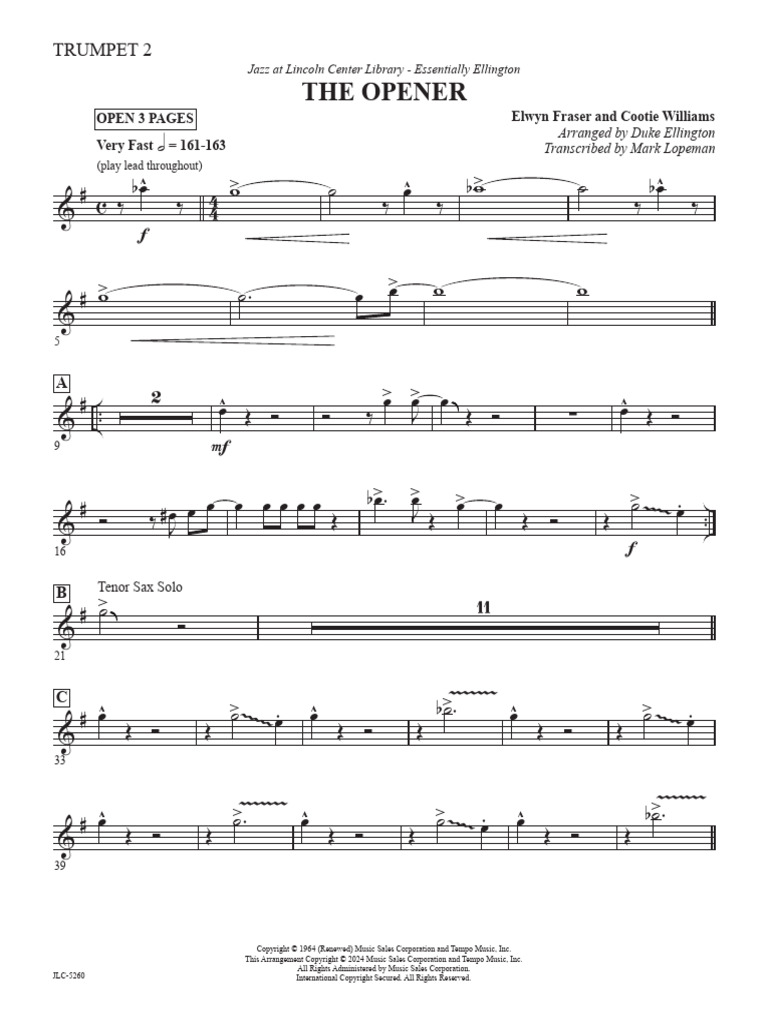 The Opener - Trumpet 2 | PDF | American Jazz