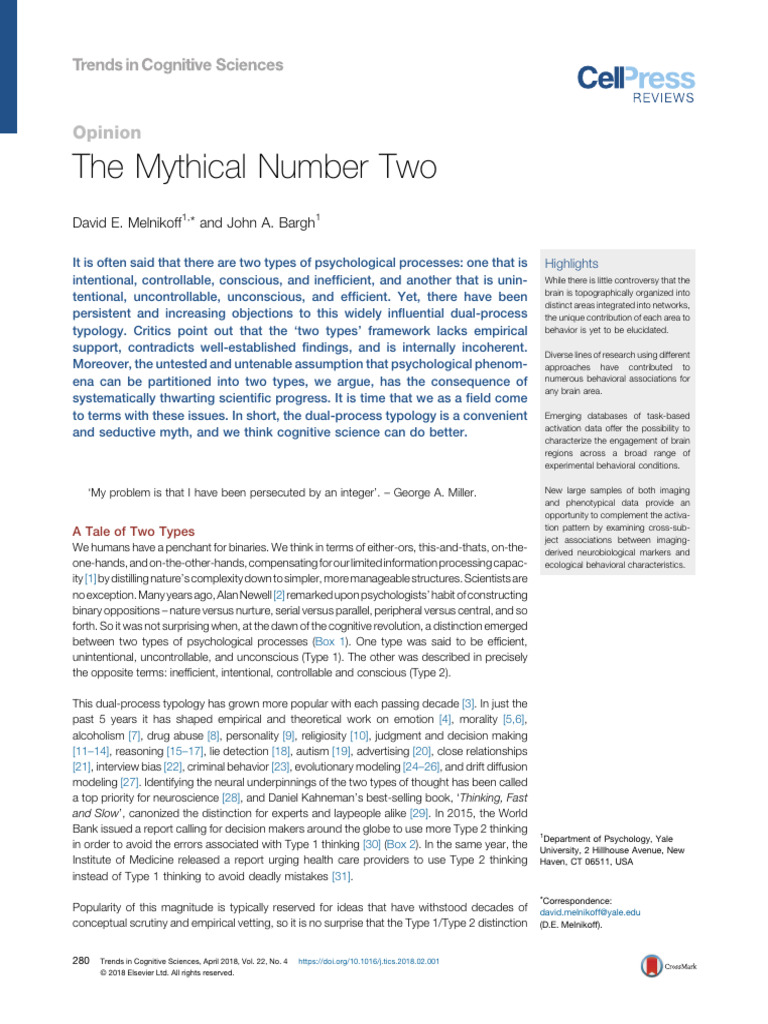 1.1d The Mythical Number Two | PDF | Consciousness | Bias