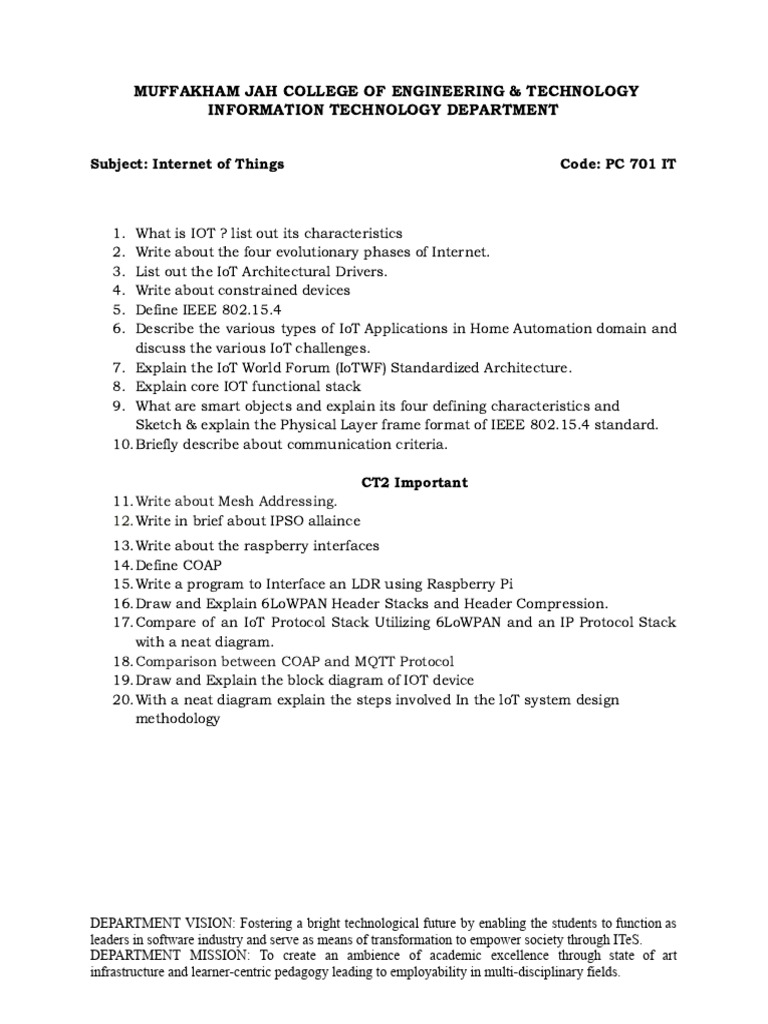 IOT CT1-CT2 Important | PDF
