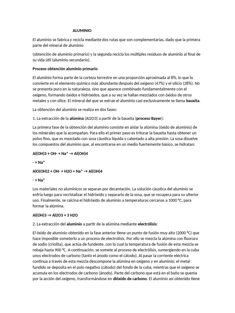 DESARROLLO EV ALUMINIO | PDF | Aluminio | Aleación