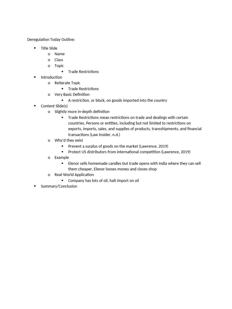 Trade Restrictions Outline Script | PDF