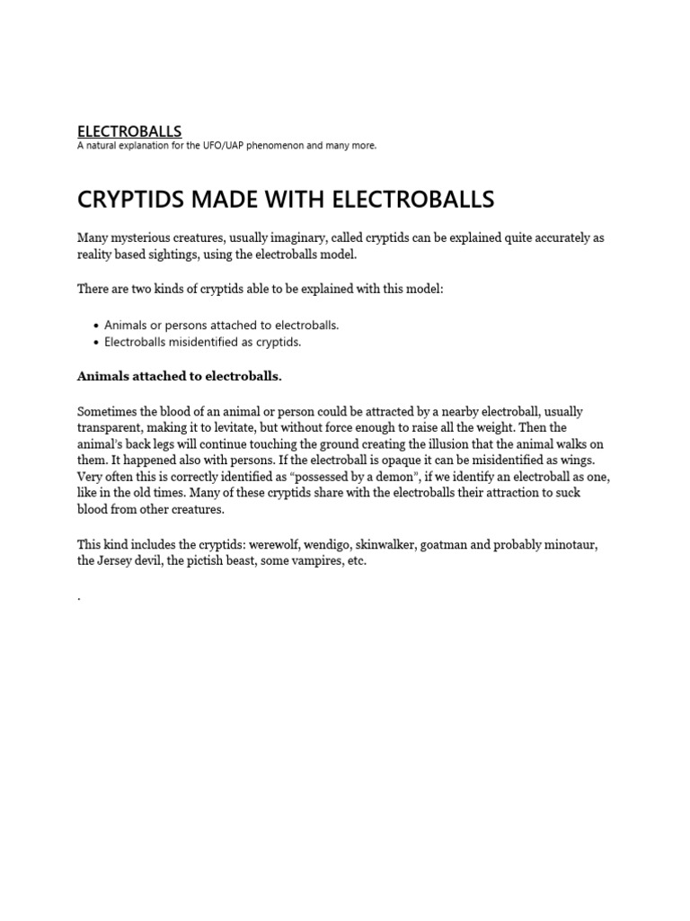 Cryptids Made With Electroballs - Electroballs | PDF | Unidentified ...