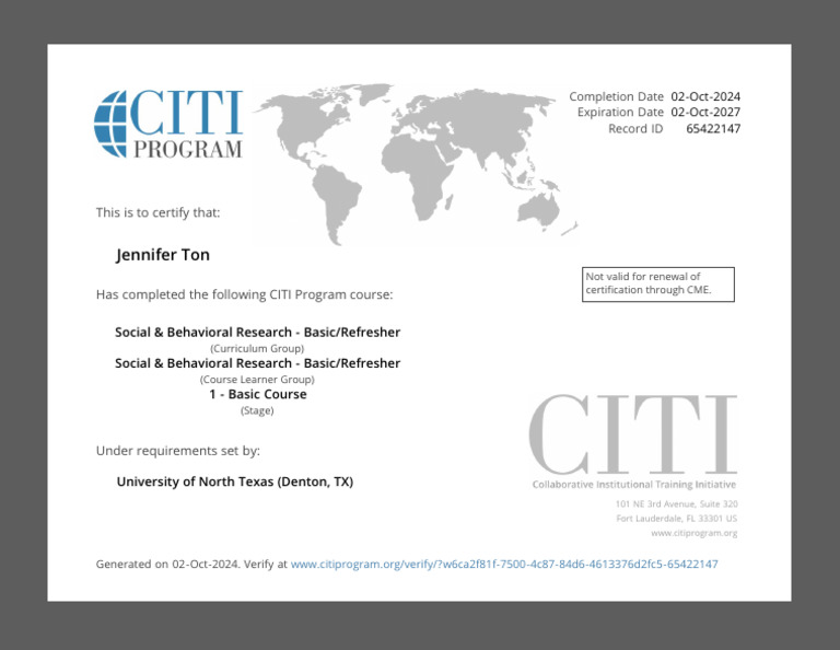 Citi Completion Certificate | PDF