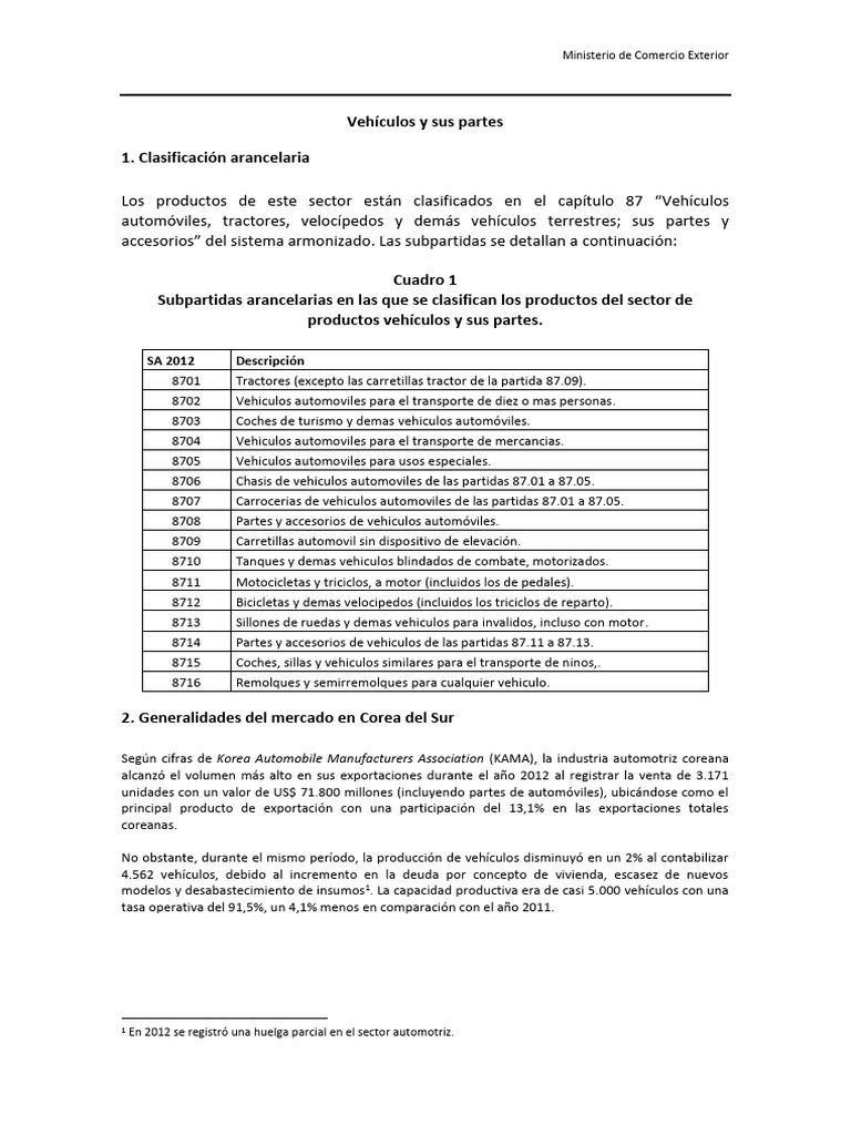 Documento Vehiculos y Sus Partes | PDF | Arancel | El comercio ...
