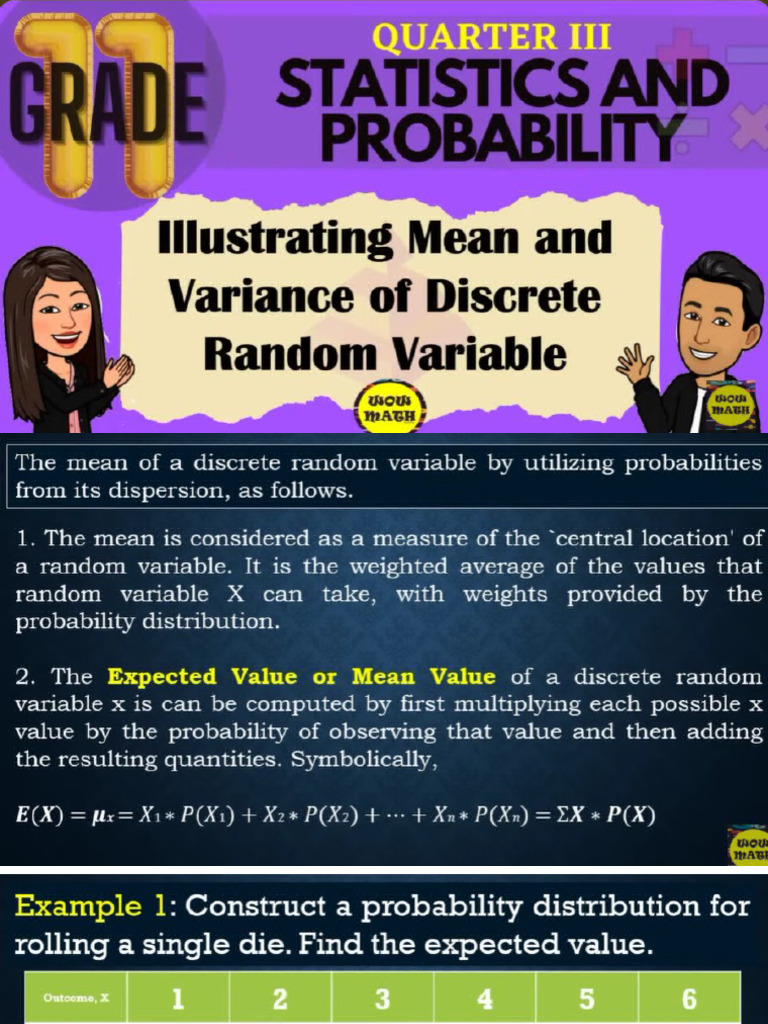 Illustrating Mean and Variance of a Discrete Random Variable 2 | PDF