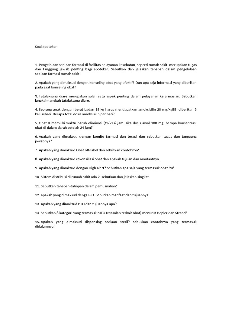Soal Apoteker | PDF