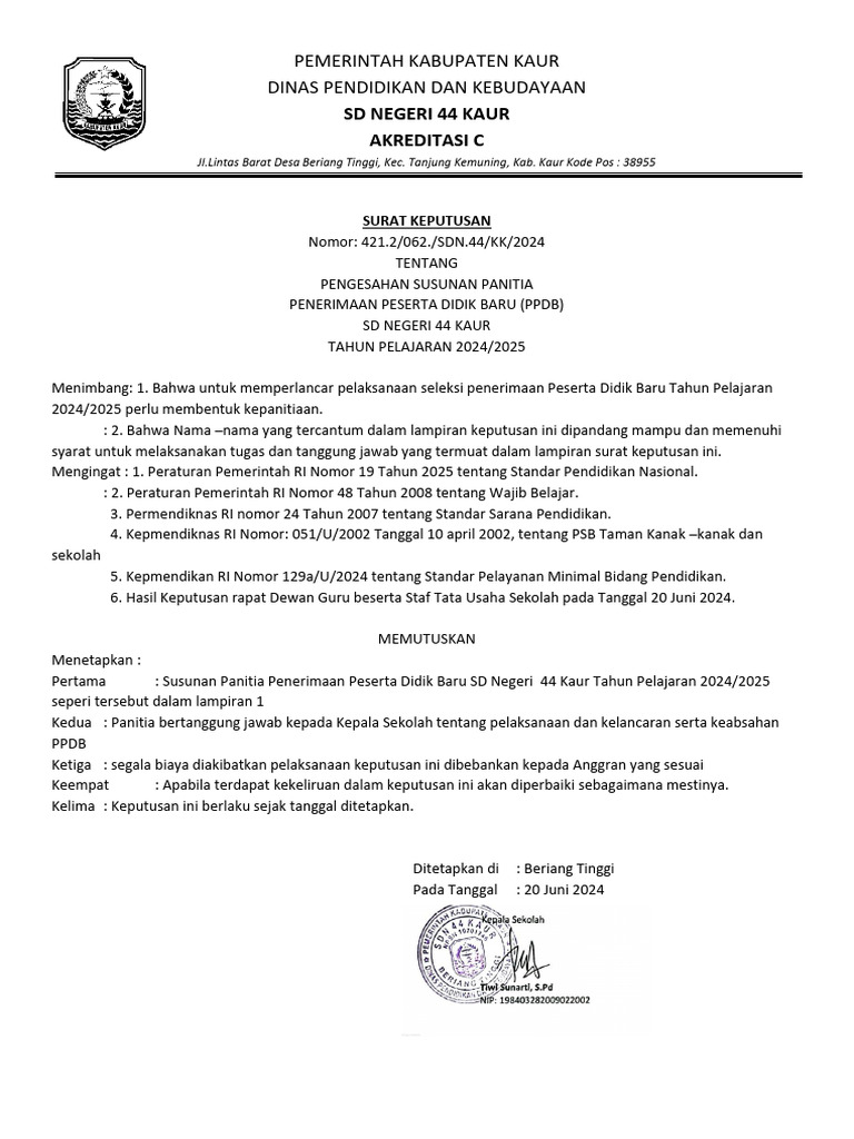 SK PPDB TP 2024-2025 Fatimah | PDF