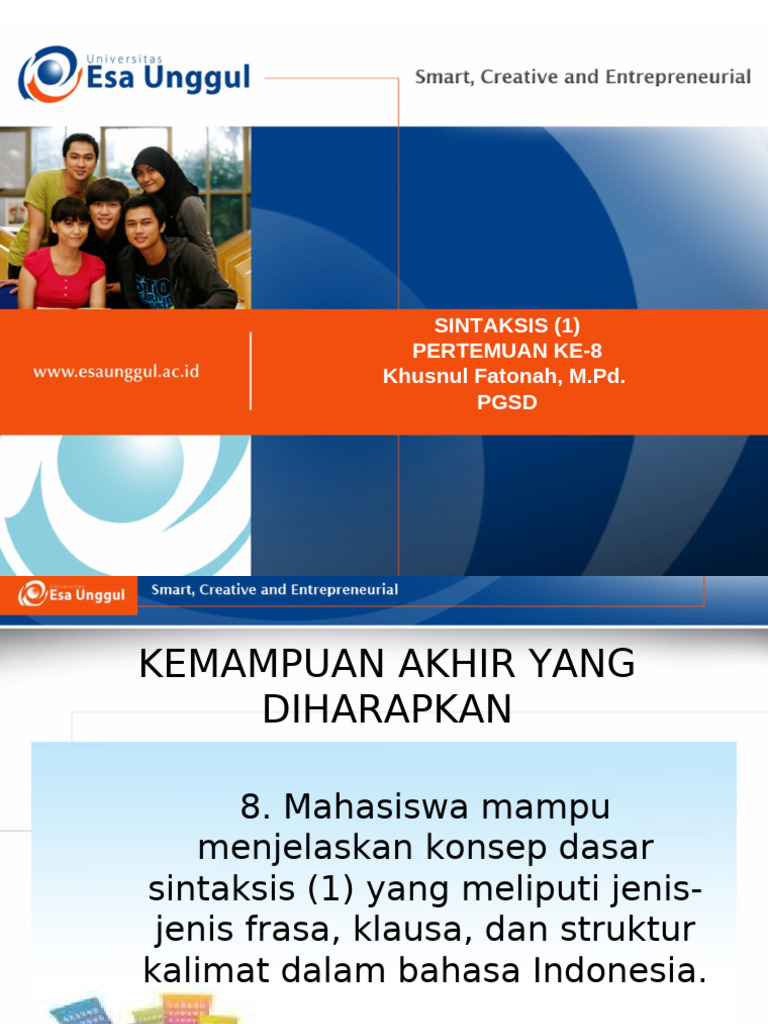 Perkuliahan Sesi Ke-8 - Struktur Bahasa Indonesia | PDF