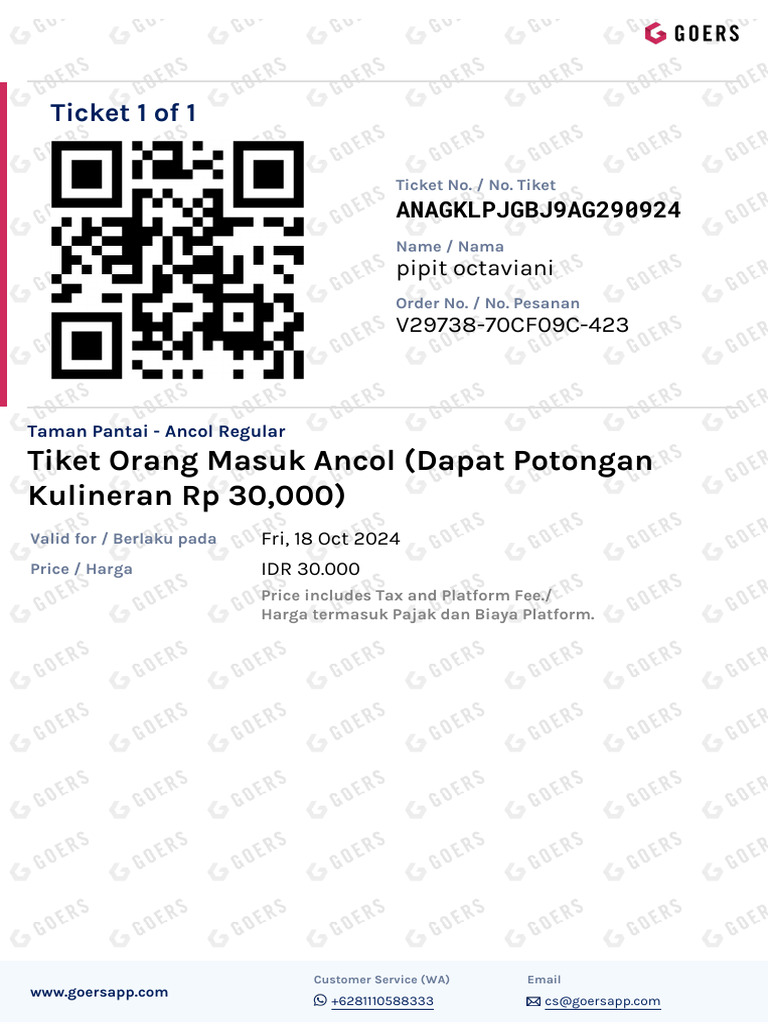Tiket Masuk Ancol 18 Okt 2024 | PDF