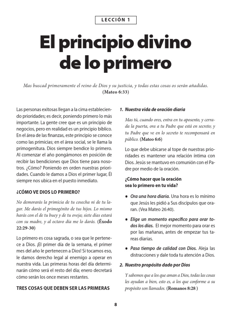 01-06-21 El Principio Divino de Lo Primero | PDF | Oración | Creencia ...