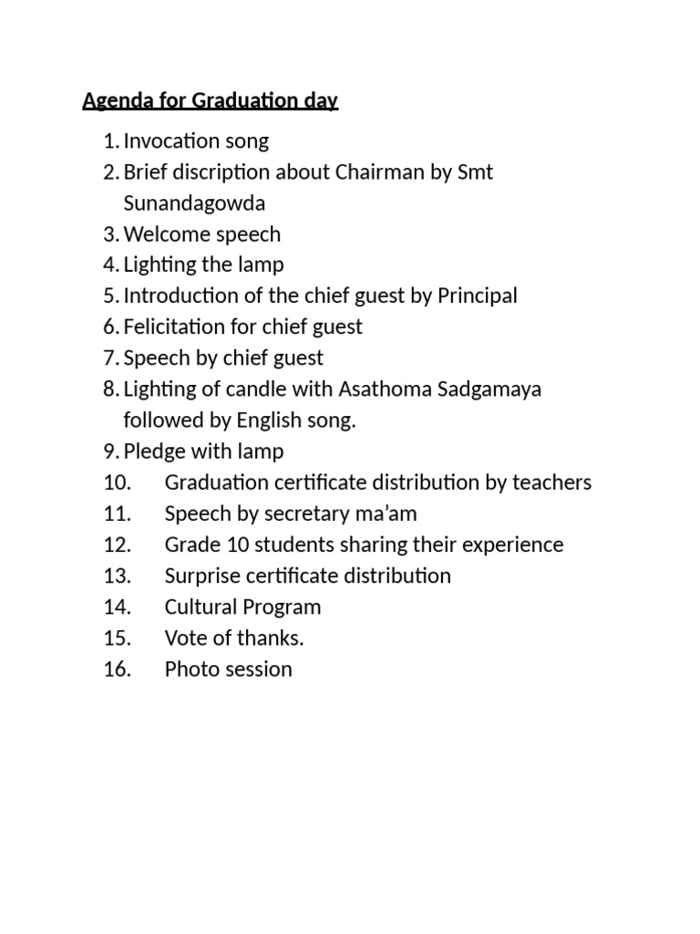 Graduation Day Agenda | PDF
