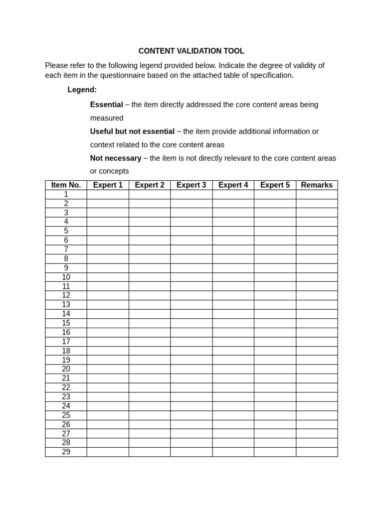 Content Validation Tool - Final | PDF | Validity (Statistics) | Psychology
