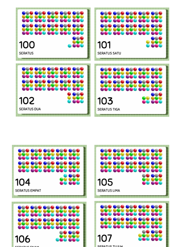 Flashcard Angka 100 - 120 | PDF