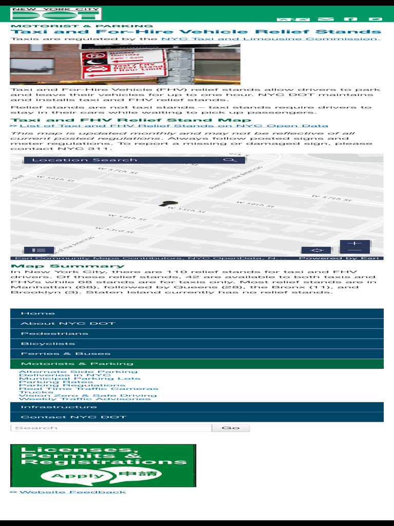 NYC Taxi and FHV Relief Stands Guide | PDF