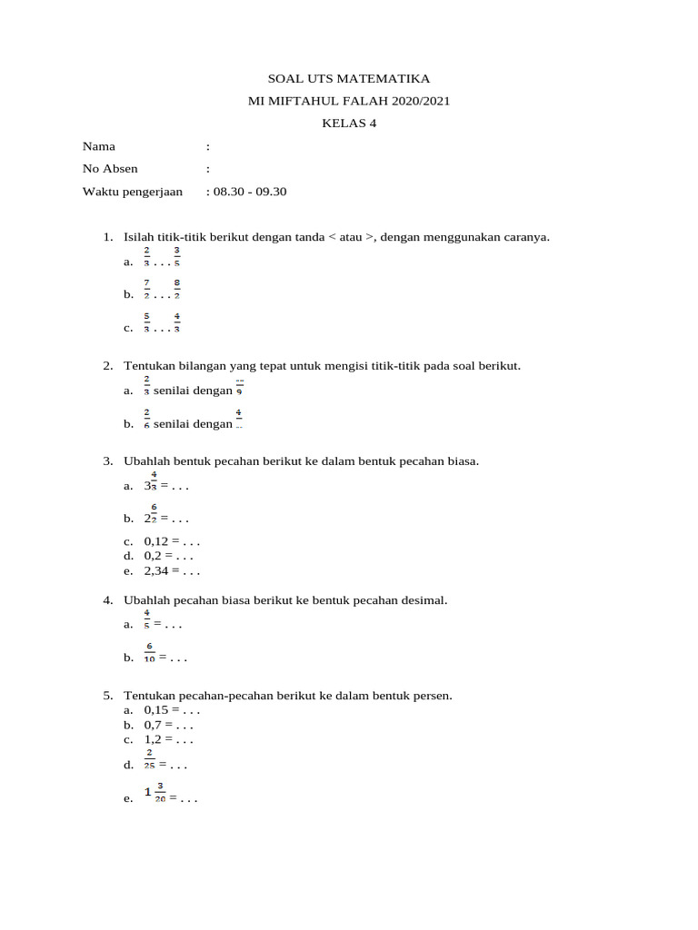 Soal Uts Matematika | PDF
