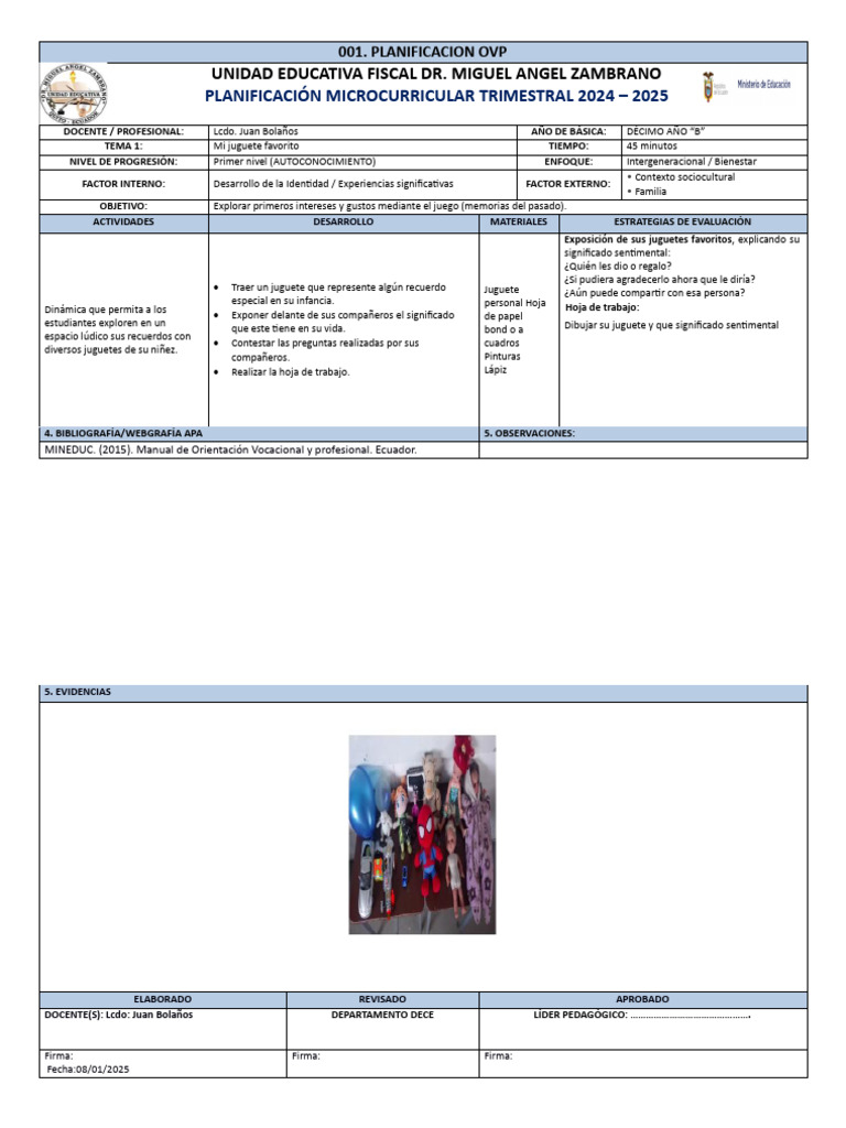 001 Planificacion OVP - 10mo B 2025 | PDF | Aprendizaje