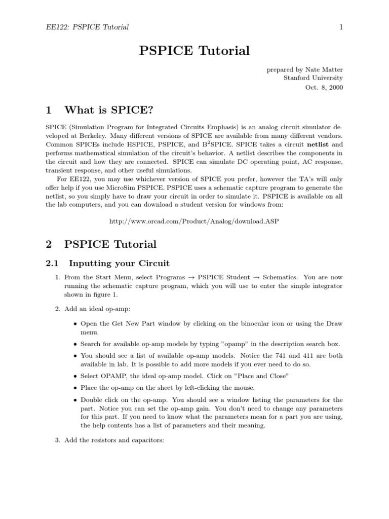 PSPICE Circuit Simulation Guide | PDF | Computers | Technology & Engineering