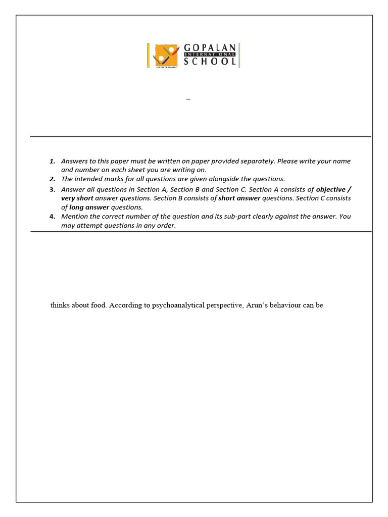 UT-1QP(2024-25)_psy | PDF | Survey Methodology | Psychology