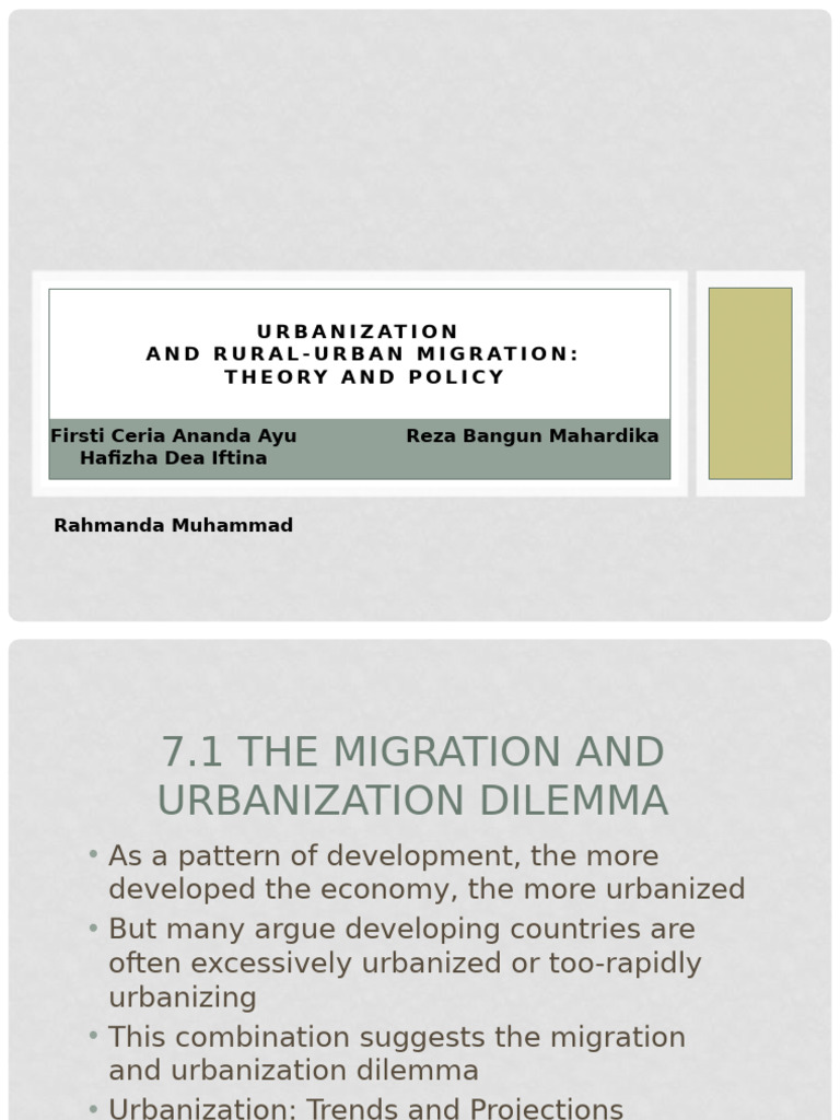 Urbanization and Rural-Urban Migration Theory and Policy | PDF | Urbanization | Economics