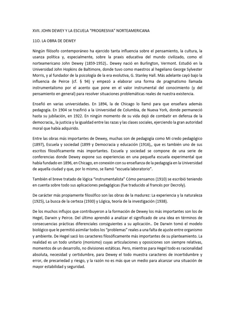John Dewey y la Educación Progresiva | PDF | John Dewey | Experiencia