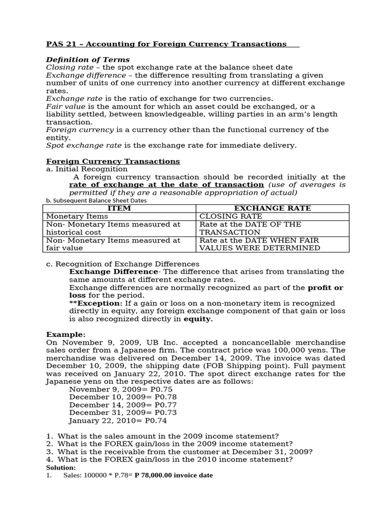 FORE-TRANSACTIONS-FOREIGN-TRANSLATION-HANDOUTS | PDF | Exchange Rate ...