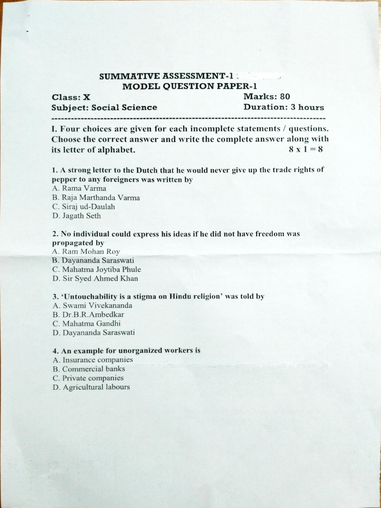10th - SA-1 - Questiob Paper | PDF