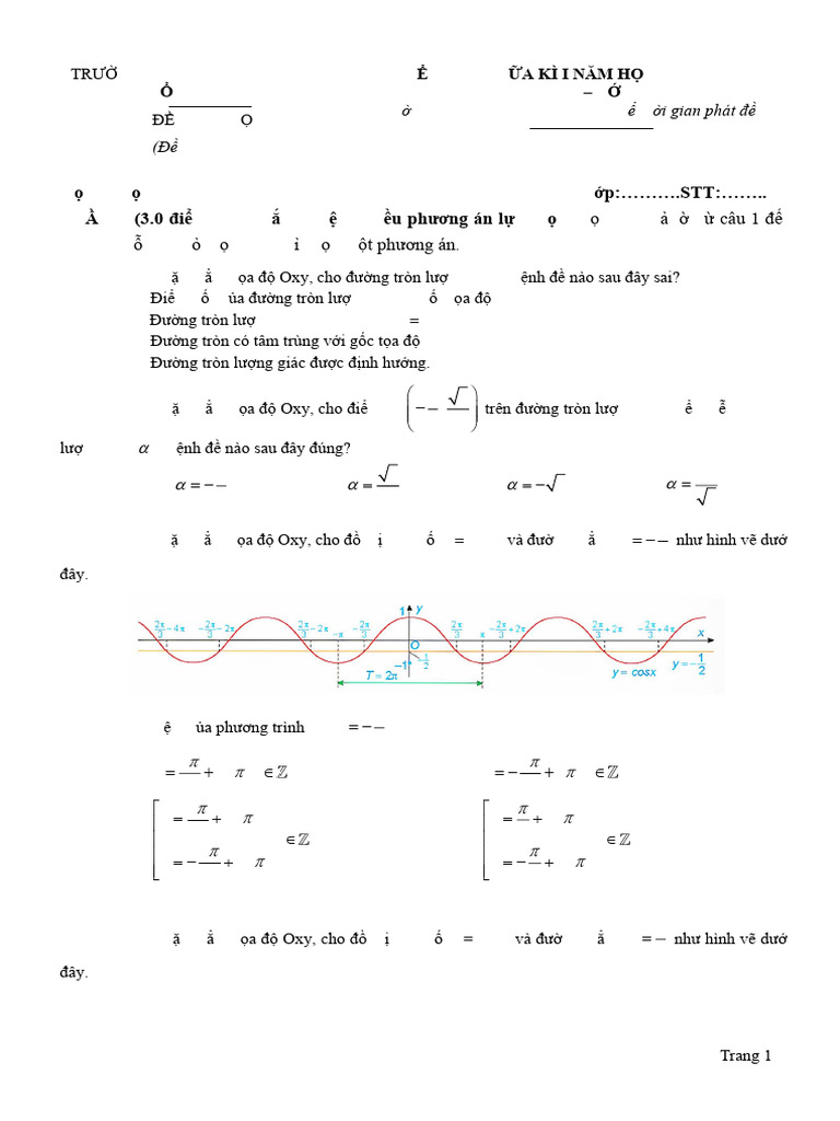 Đề minh họa - GHK1 - Toan11 - NH 2024-2025 | PDF