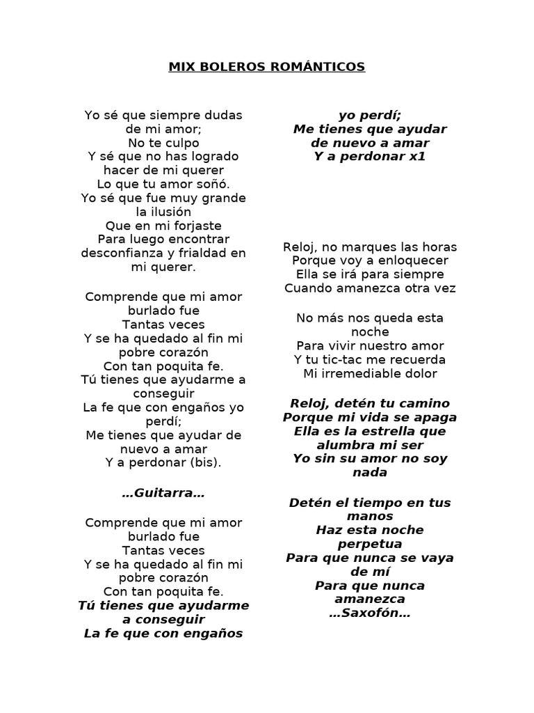 Mix Boleros Románticos | PDF | Amor