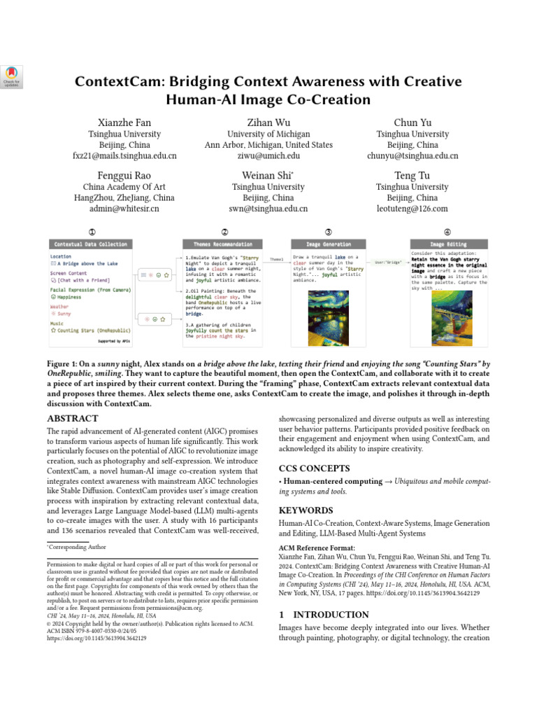 Contextcam: Bridging Context Awareness With Creative Human-Ai Image Co ...