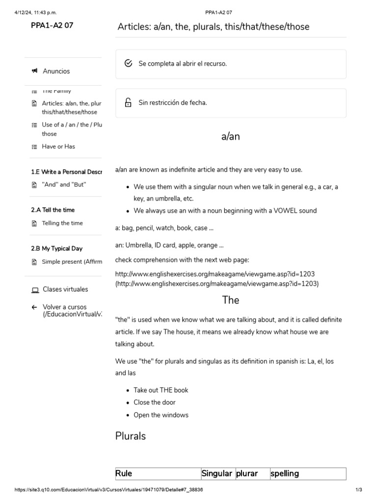 Understanding English Articles and Plurals | PDF | Plural | Linguistic ...