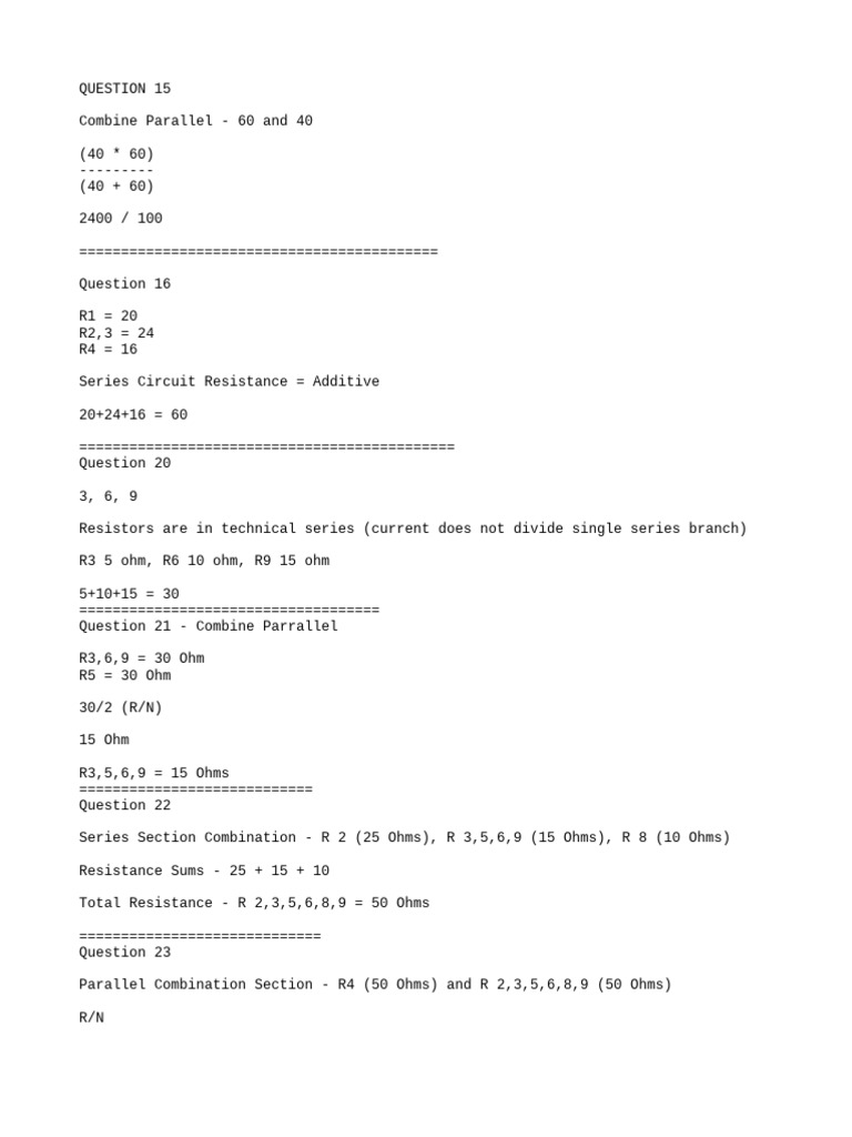 HOME WORK COMBO CIRCUITS LESSON 1 Resistance | PDF