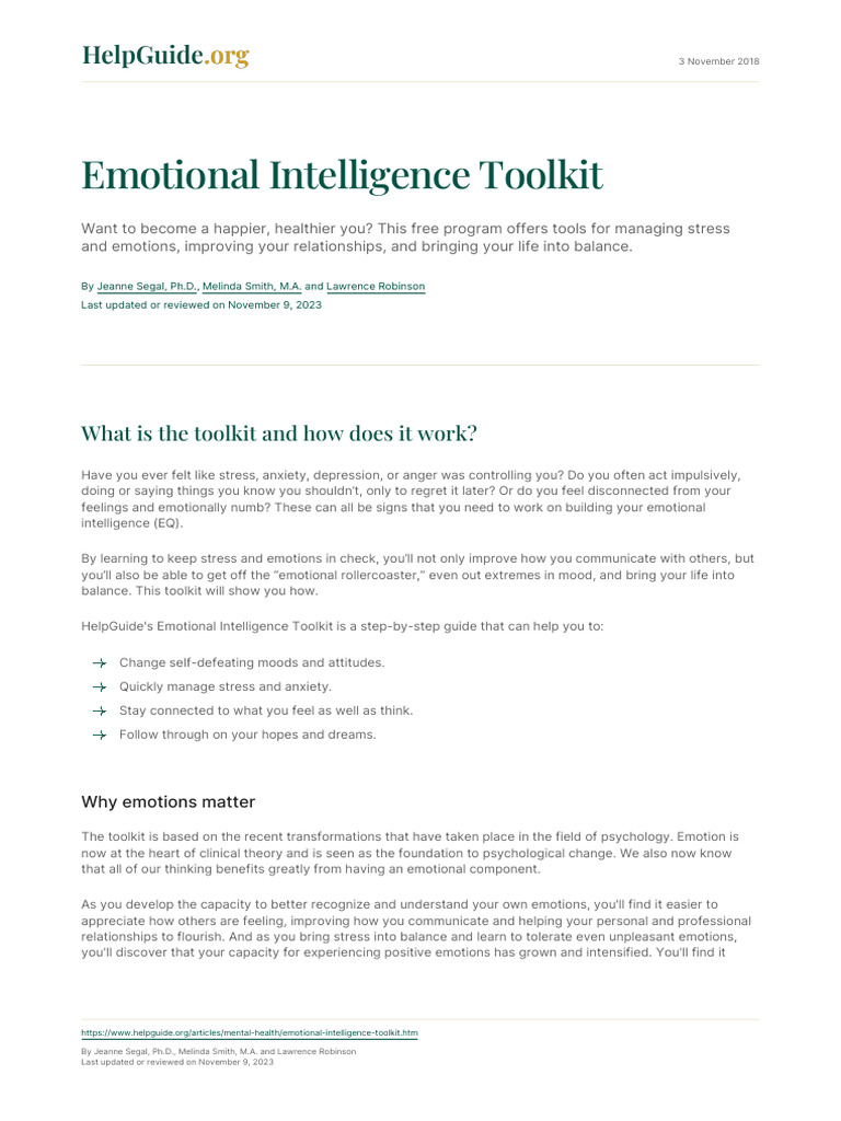 Emotional Intelligence Toolkit | PDF | Emotions | Stress (Biology)