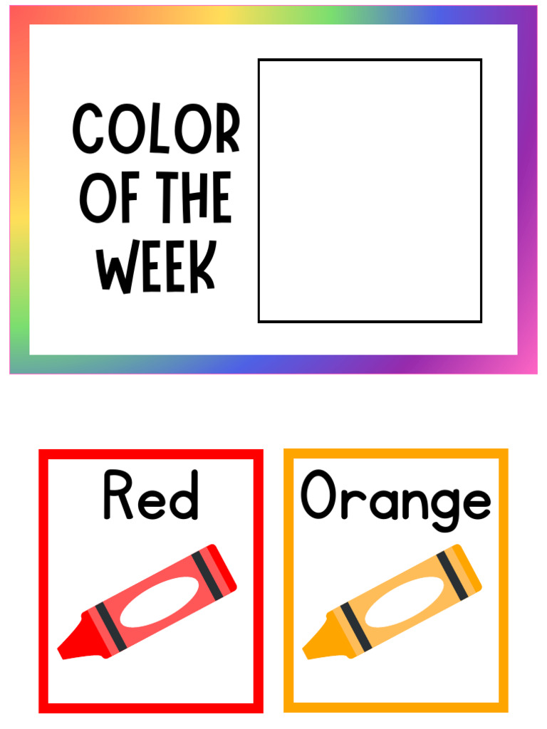 Colorful Color of The Week Circle Time Chart Flashcards | PDF