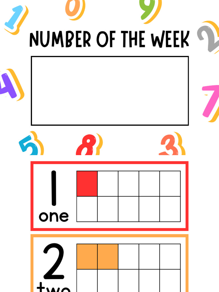 Colorful Number of The Week Circle Time Chart Flashcards | PDF