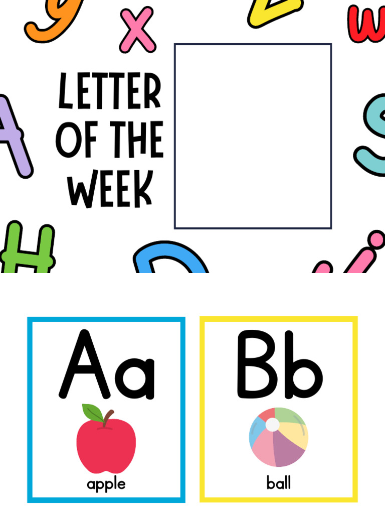 Colorful Illustrative Letter of The Week Circle Time Chart Flashcards | PDF