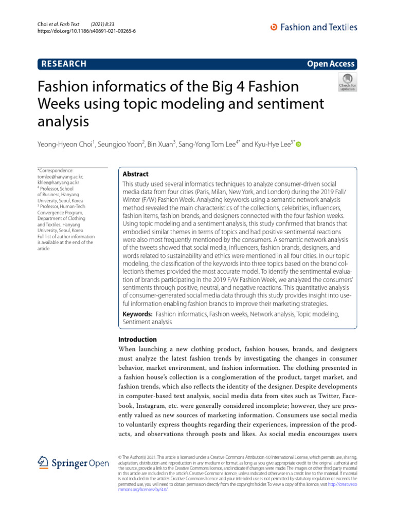 Fashion Informatics of The Big 4 Fashion Weeks Using Topic Modeling and ...