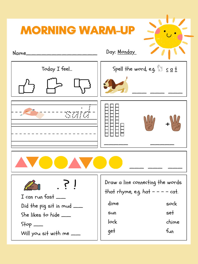 Morning Warm-Up Worksheet | PDF