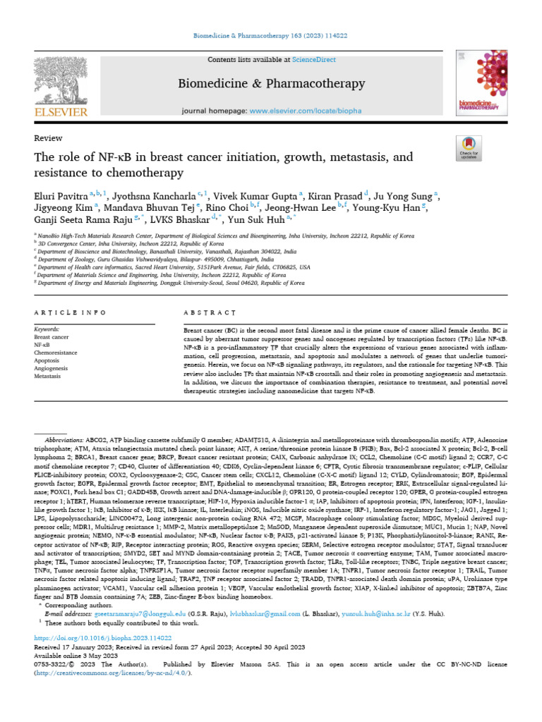 Peran NFKB Dan Breast Cancer | PDF | Nf κb | Apoptosis